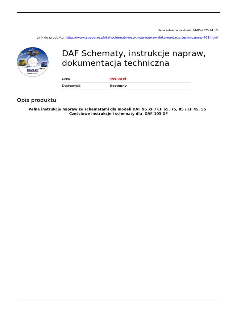 Daf Schematy Instrukcje Napraw Dokumentacja Techniczna | PDF