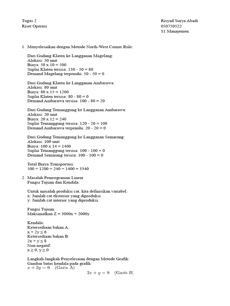 Tugas 2 Riset Operasi | PDF