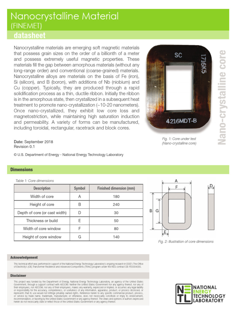 Nanocrystalline Core Characteristics | PDF | Transformer | Electrical ...