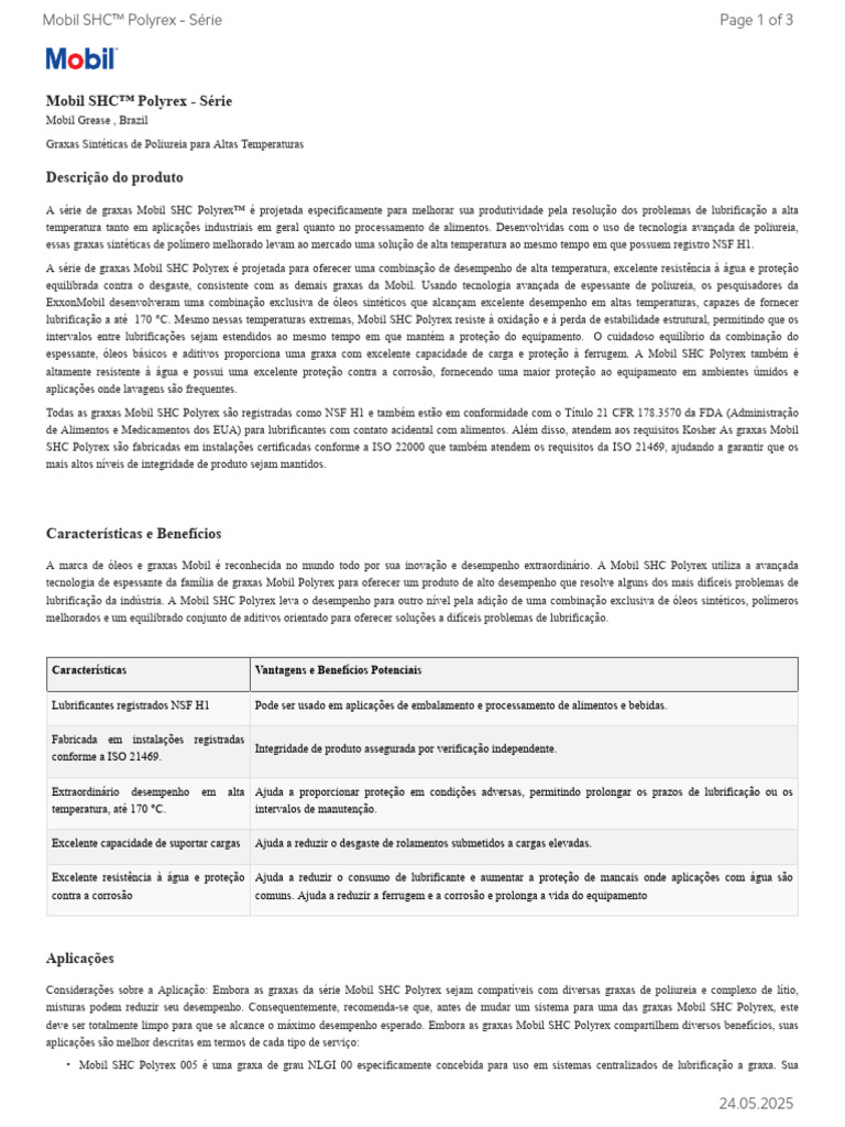 Ficha de Segurança GL-XX-Mobil-SHC-Polyrex-Series | PDF | Exxon Mobil ...
