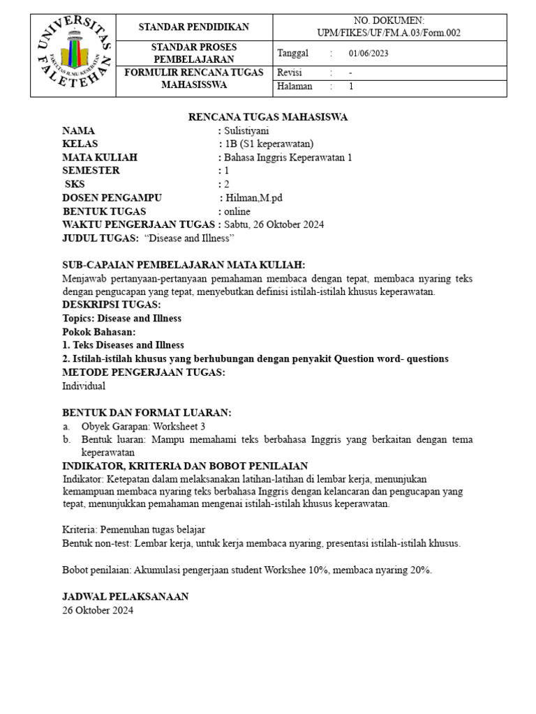 Sulistiyani Work Sheet 3 | PDF | Meningitis | Epidemics