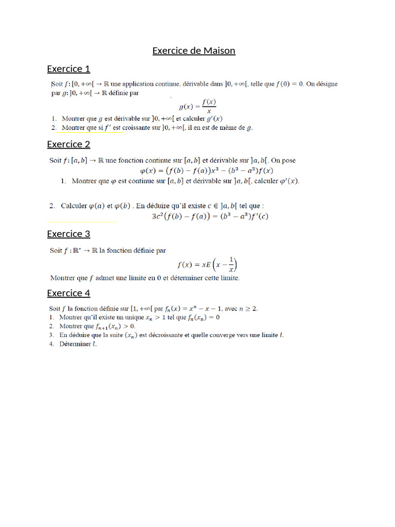 Exercice de Maison Fonction Réelle | PDF