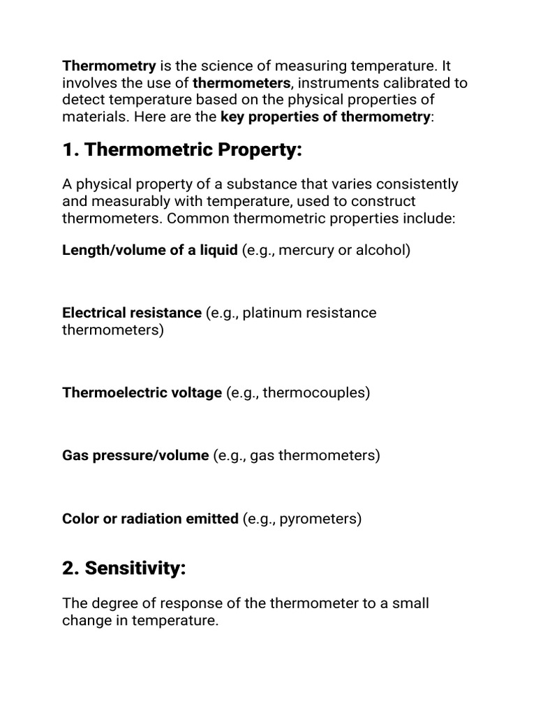 Properties of Thermometry | PDF