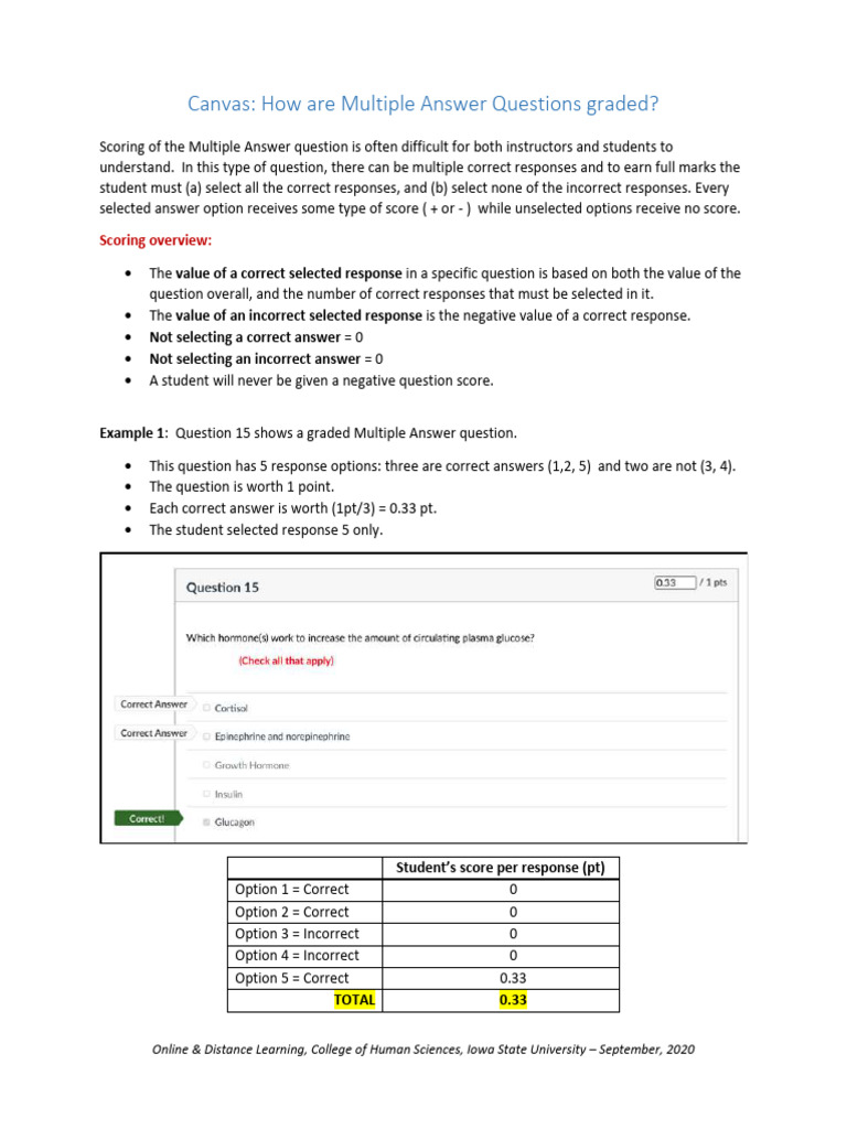 How Are Multiple Answer Questions Graded | PDF | Endocrine System ...
