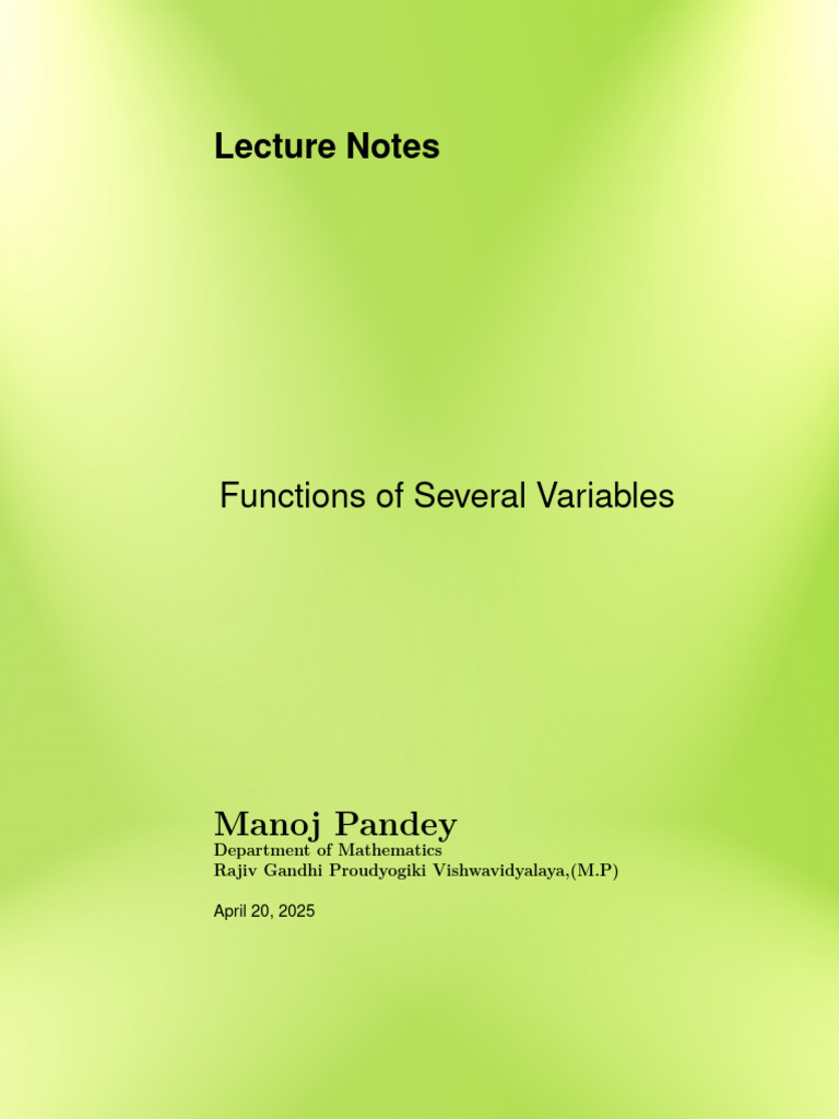 Functions of Several Variables | PDF | Derivative | Function (Mathematics)