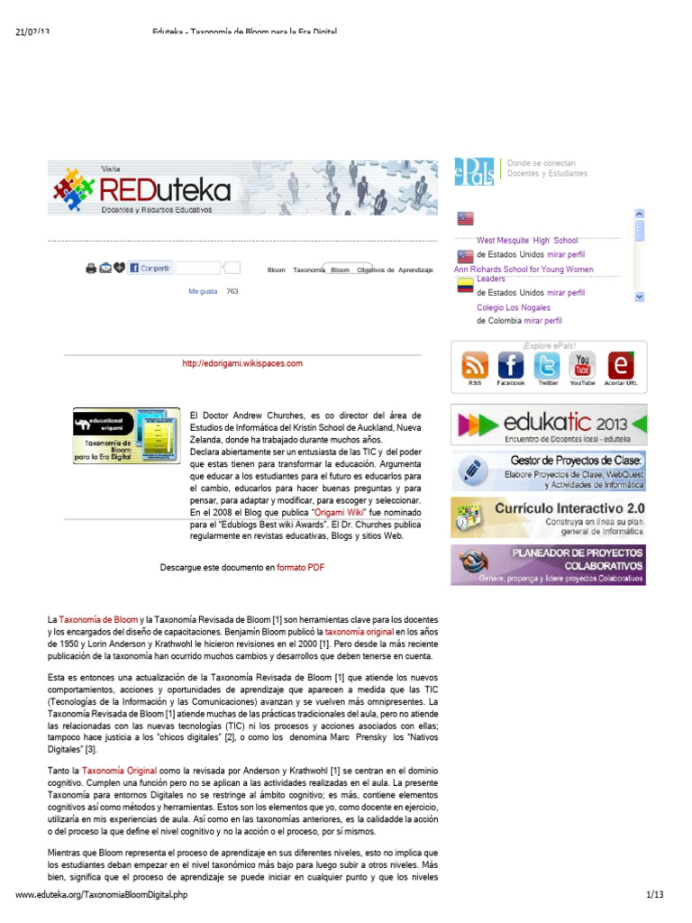 Taxonomía de Bloom Digital | PDF | Blog | Aprendizaje