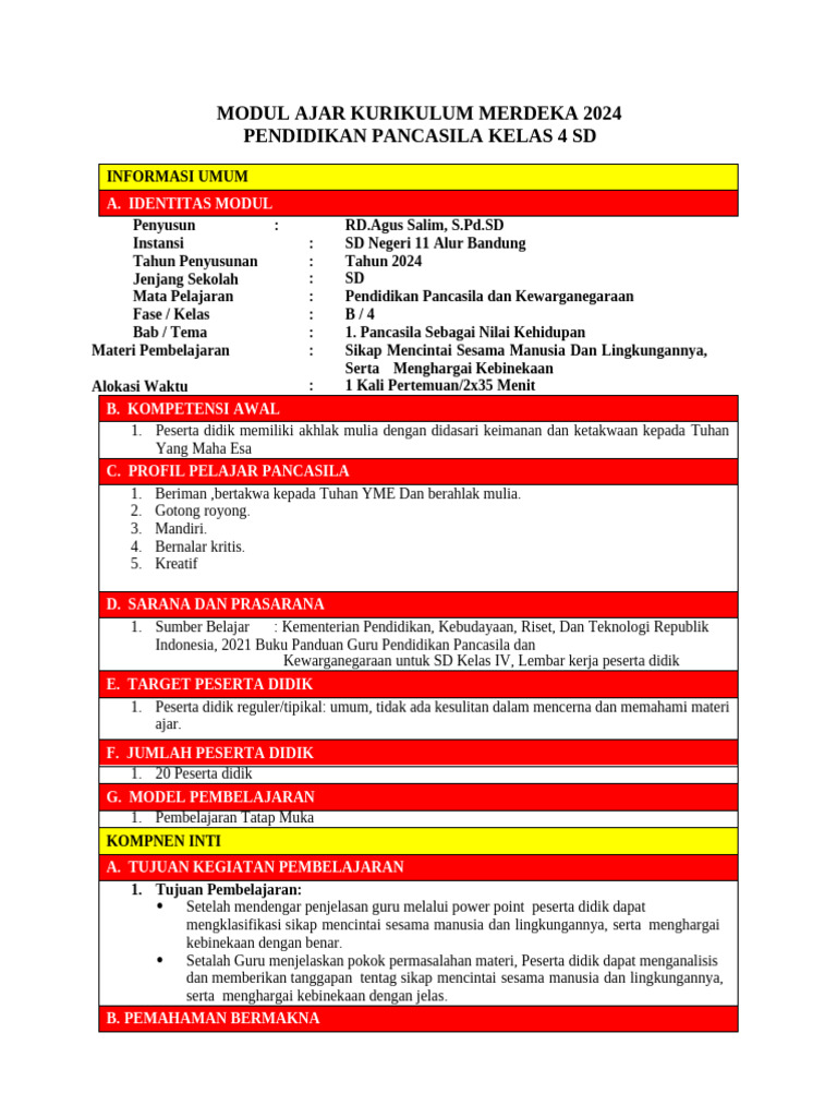 Modul Ajar Kumer PPKN | PDF