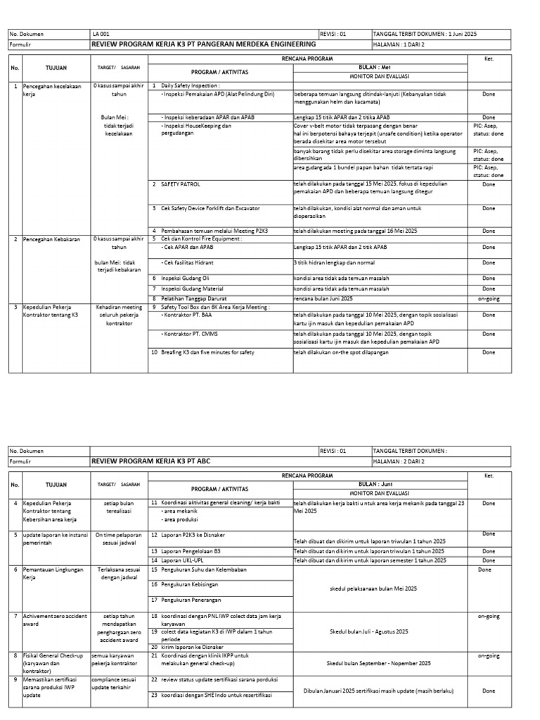 Laporan Audit SMK3 PT - PME | PDF