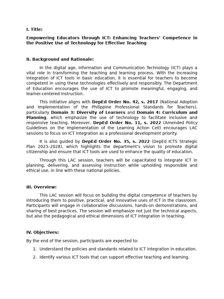 LAC-positive Use of ICT | PDF | Educational Technology | Teachers