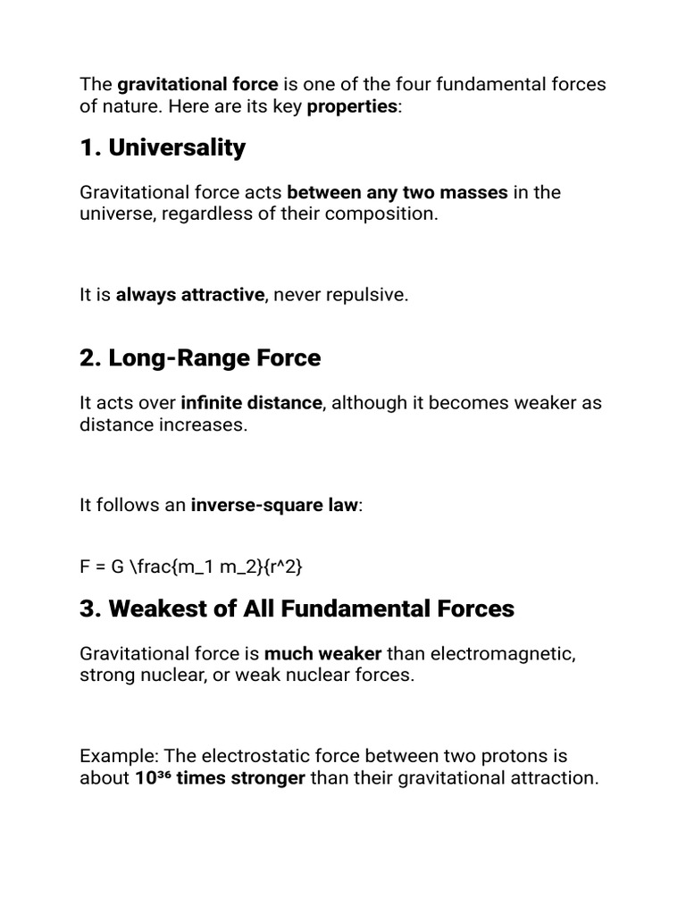 Properties of Gravitational Force | PDF