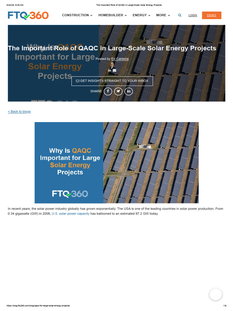 The Important Role of QAQC in Large-Scale Solar Energy Projects | PDF | Solar Power | Photovoltaics