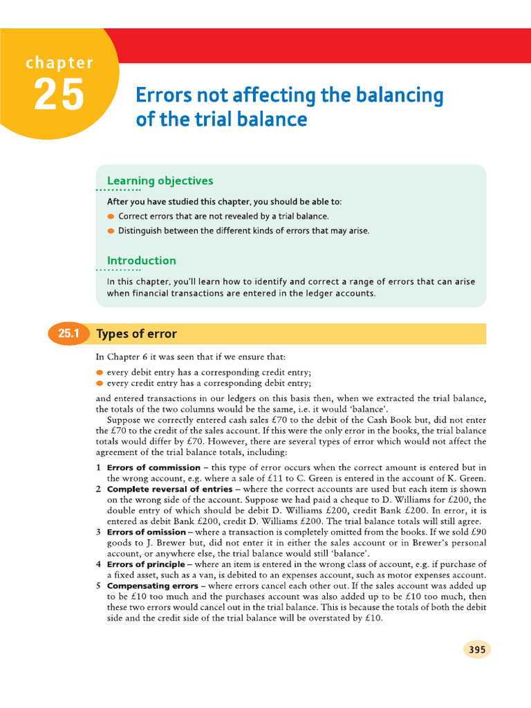 Errors and The Trial Balance | PDF