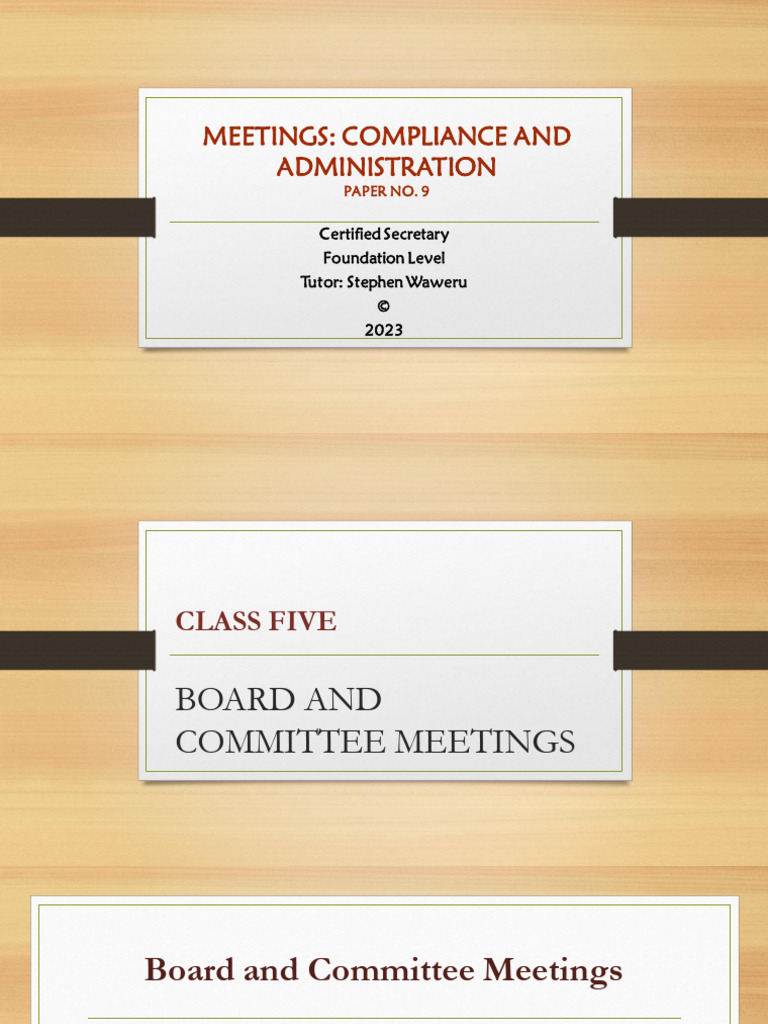 Board and Committee Meetings | PDF | Board Of Directors | Quorum