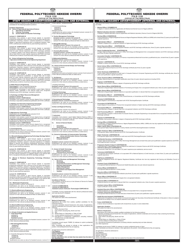 Federal Polytechnic Nekede Owerri | PDF | Academic Degree | Bachelor's ...