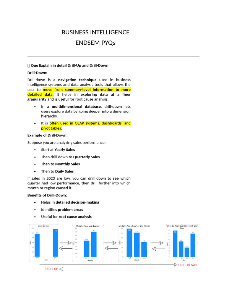 BUSINESS INTELLIGENCE PYQs Answers | PDF | Comma Separated Values | Relational Model