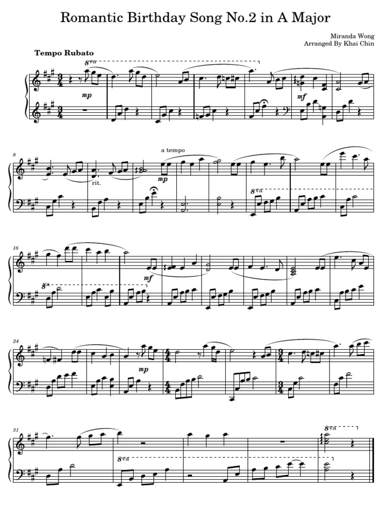 Romantic Birthday Song No. 2 | PDF | Elements Of Music