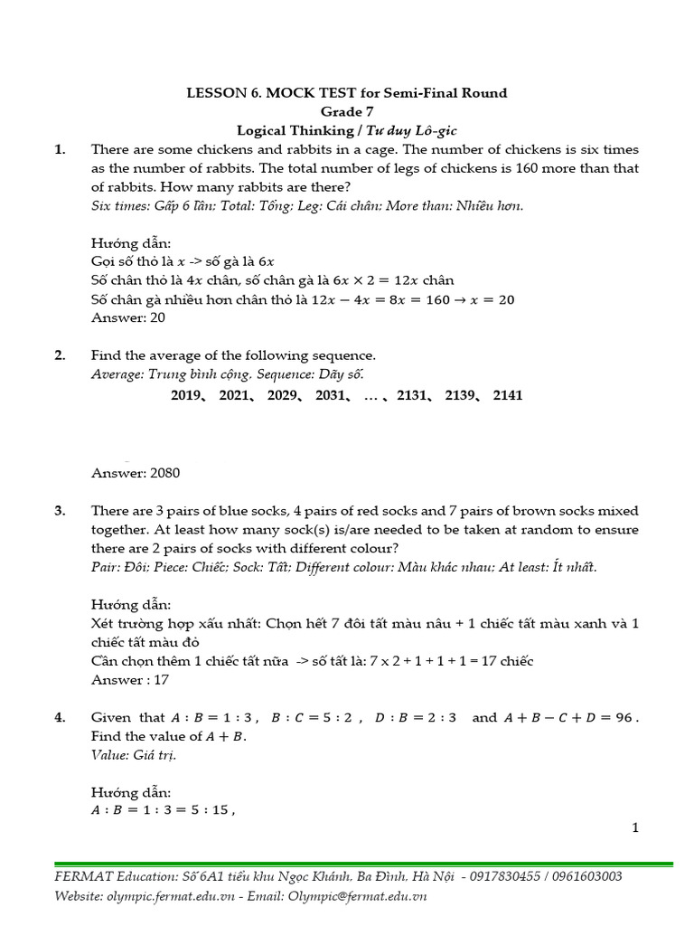 P7-LESSON 6. Mock Test (Hướng Dẫn) | PDF