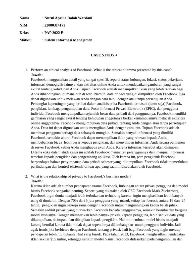 172 - Nurul Aprilia - PAP 22 E - CASE STUDY 4 | PDF
