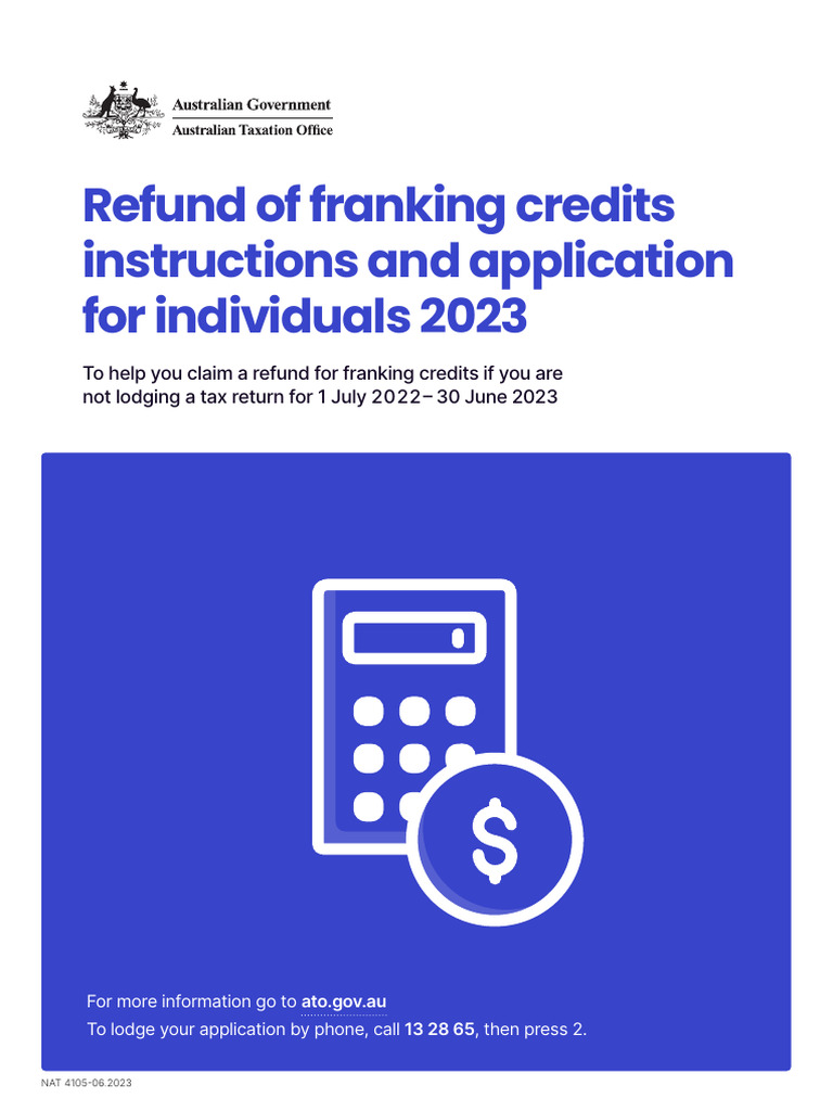 Refund of Franking Credits Instructions and Application For Individuals ...