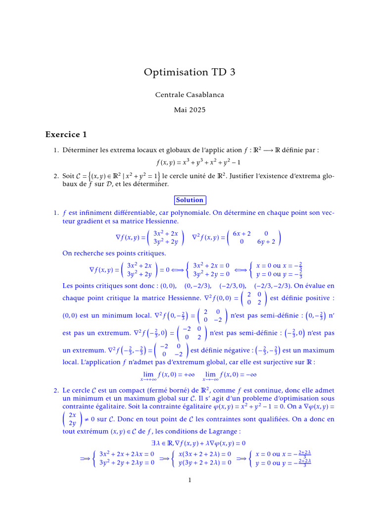 Optimisation et Matrice Hessienne | PDF | Objets mathématiques ...