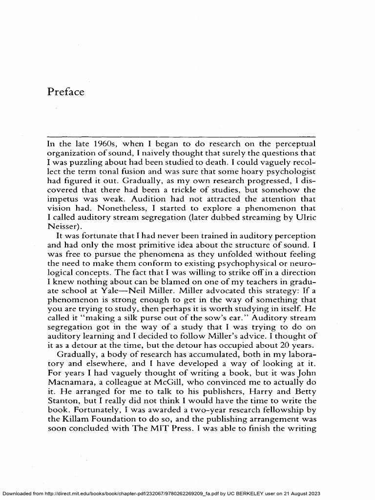 27 Auditory Scene Analysis The Perceptual Organization of Sound ...