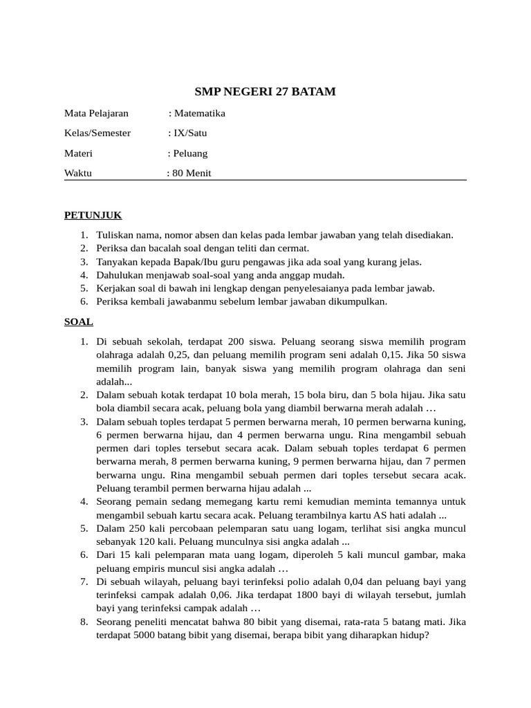 Indikator Soal | PDF