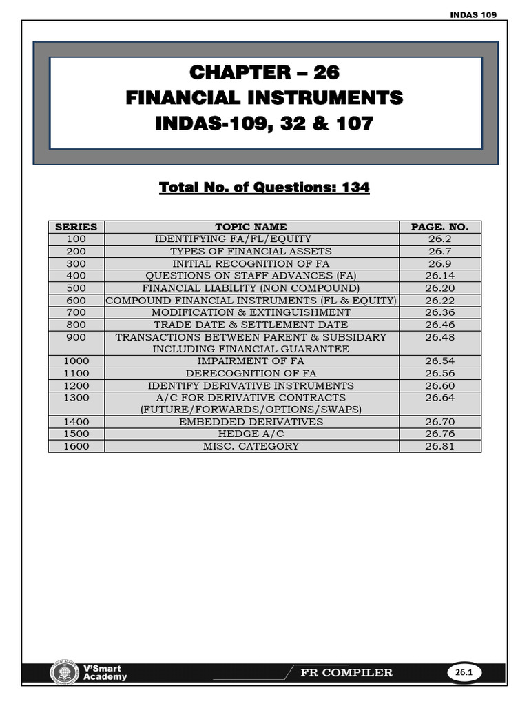 26 Financial Instruments INDAS-109, 32 & 107: Total No. of Questions: 134 | PDF | Debits And ...