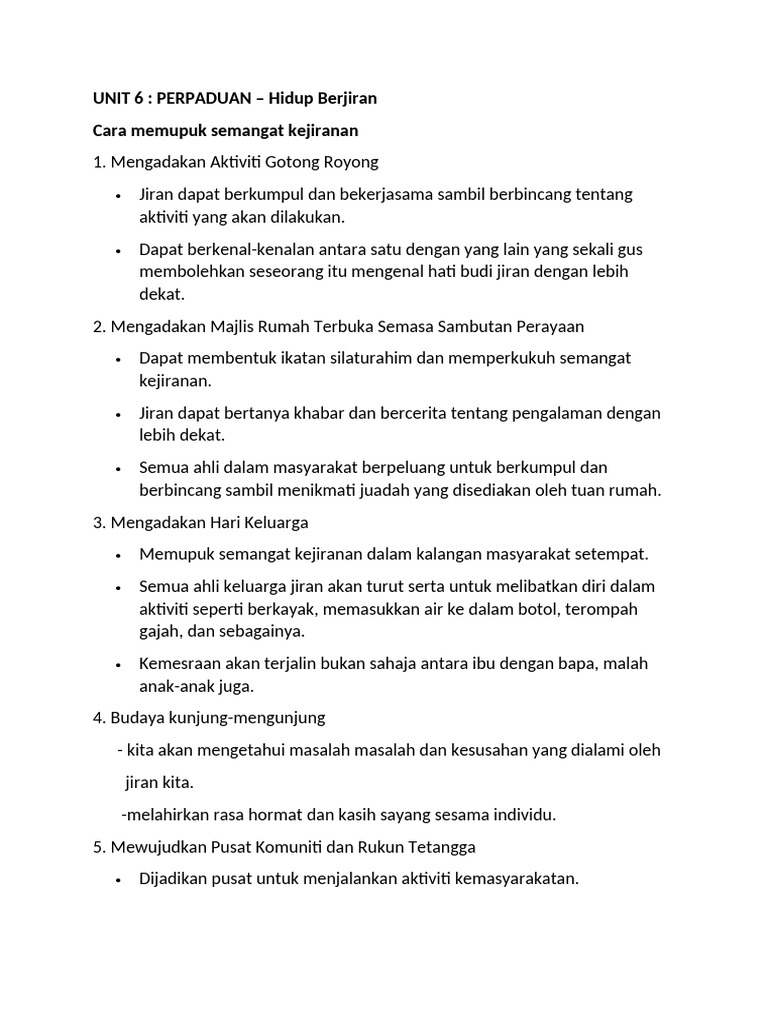 Memupuk Semangat Kejiranan Melalui Aktiviti | PDF