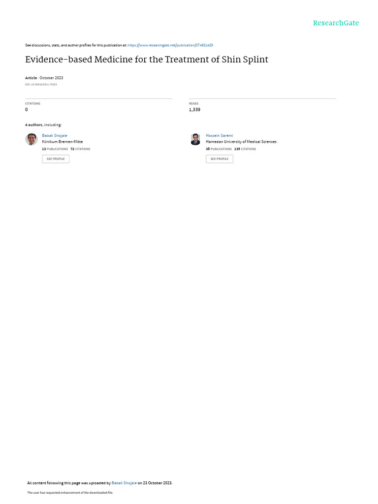 Evidence Based Medicine For The Treatment of Shin Splint - 0001 | PDF ...