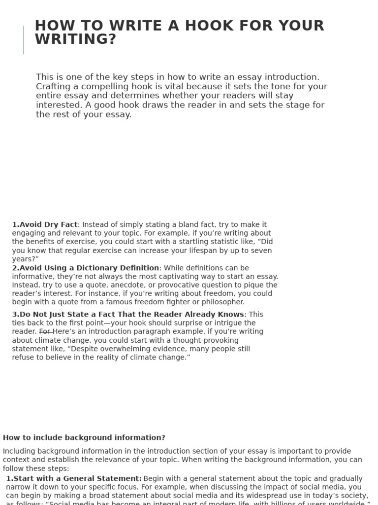 How To Write A Hook For Your Essay | PDF | Essays