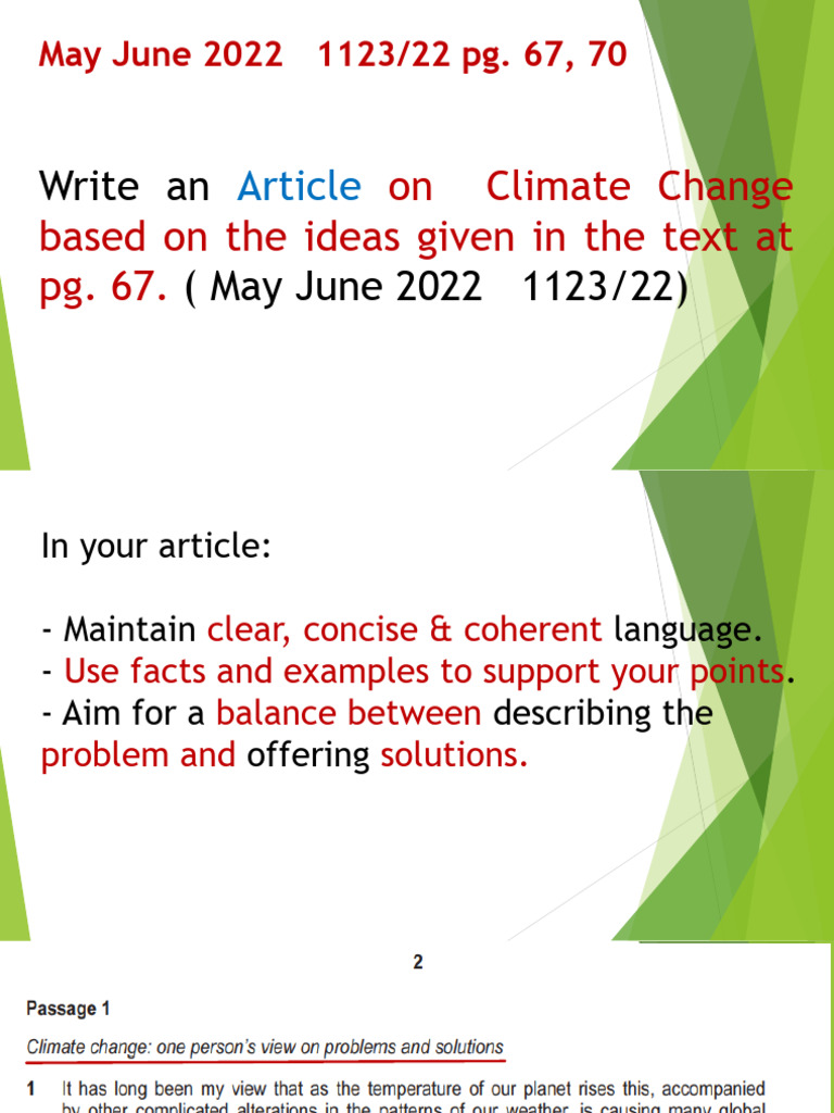 Article Writing On Climate Change Notes | PDF | Climate Change ...