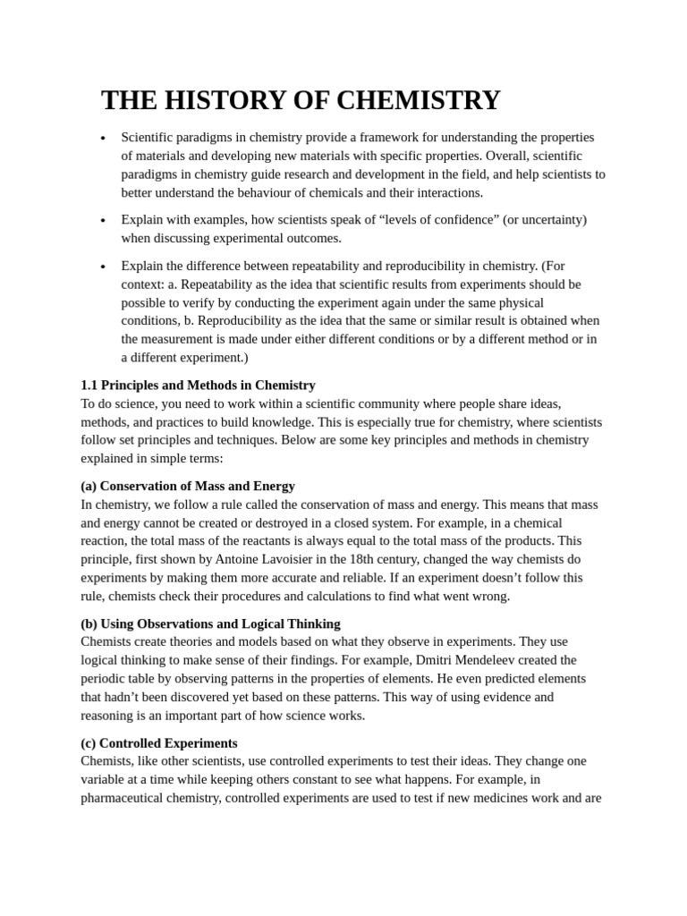 The History of Chemistry | PDF | Chemistry | Experiment