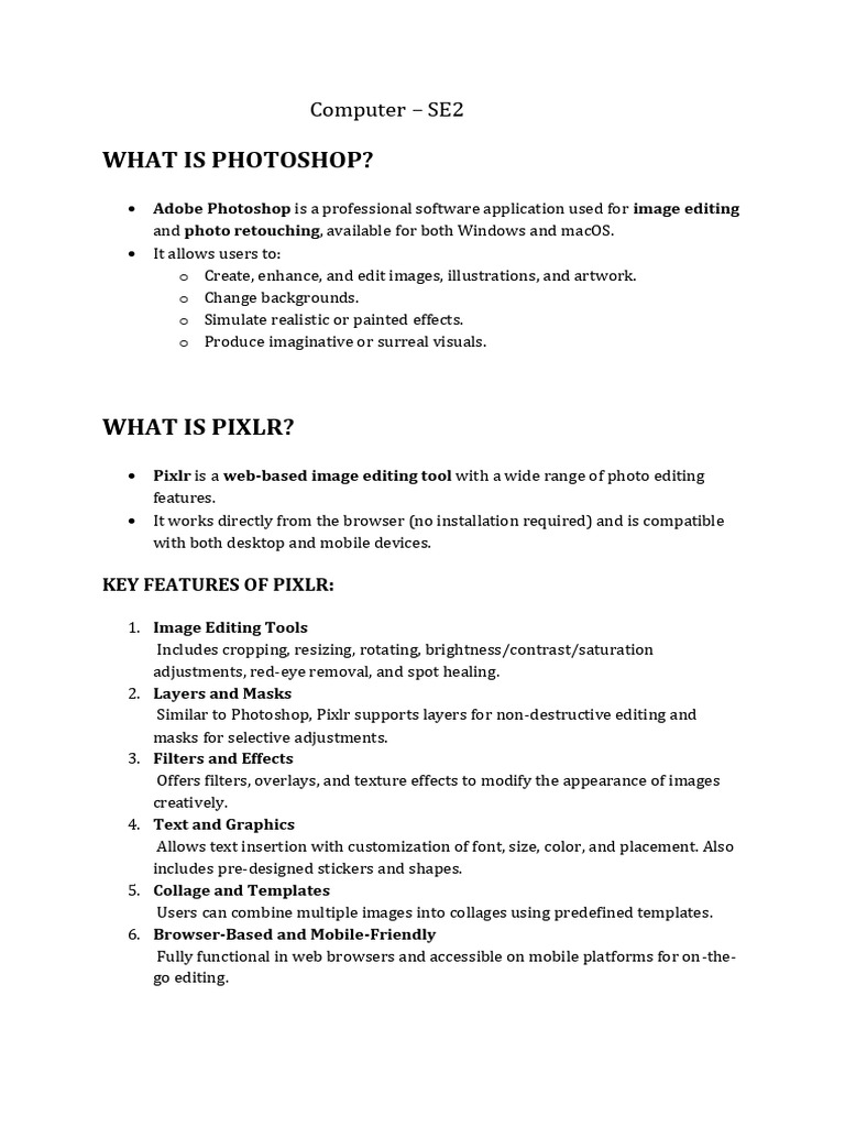 Computer - Photoshop - PIXLR | PDF | Image Editing | Adobe Photoshop