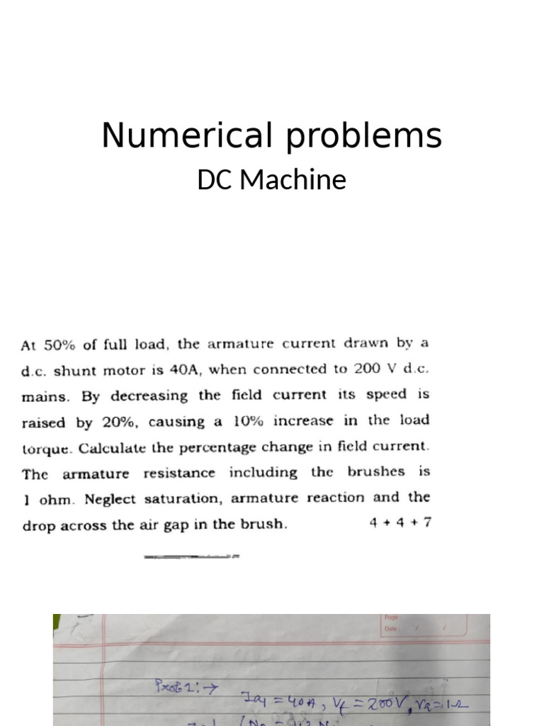 Numerical Problems DC Machine Transformer | PDF