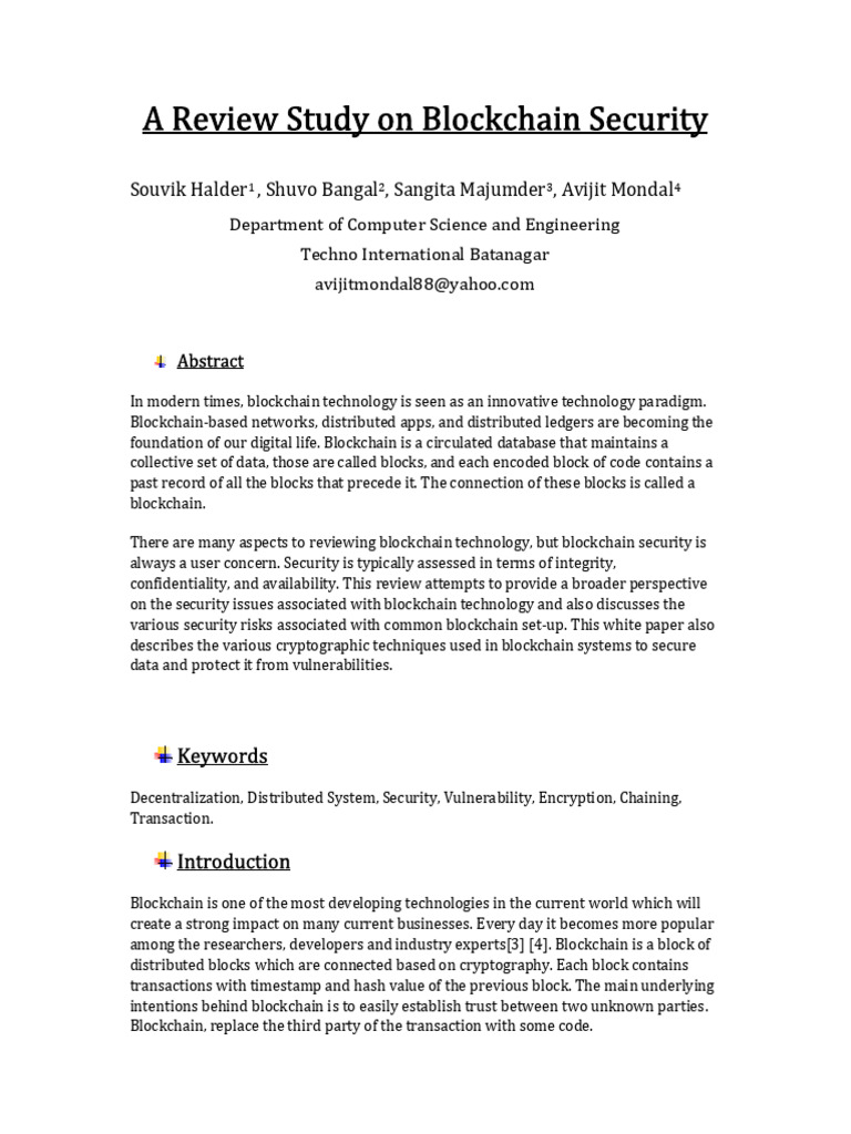 A Review Study On Blockchain Security | PDF | Cryptocurrency | Bitcoin