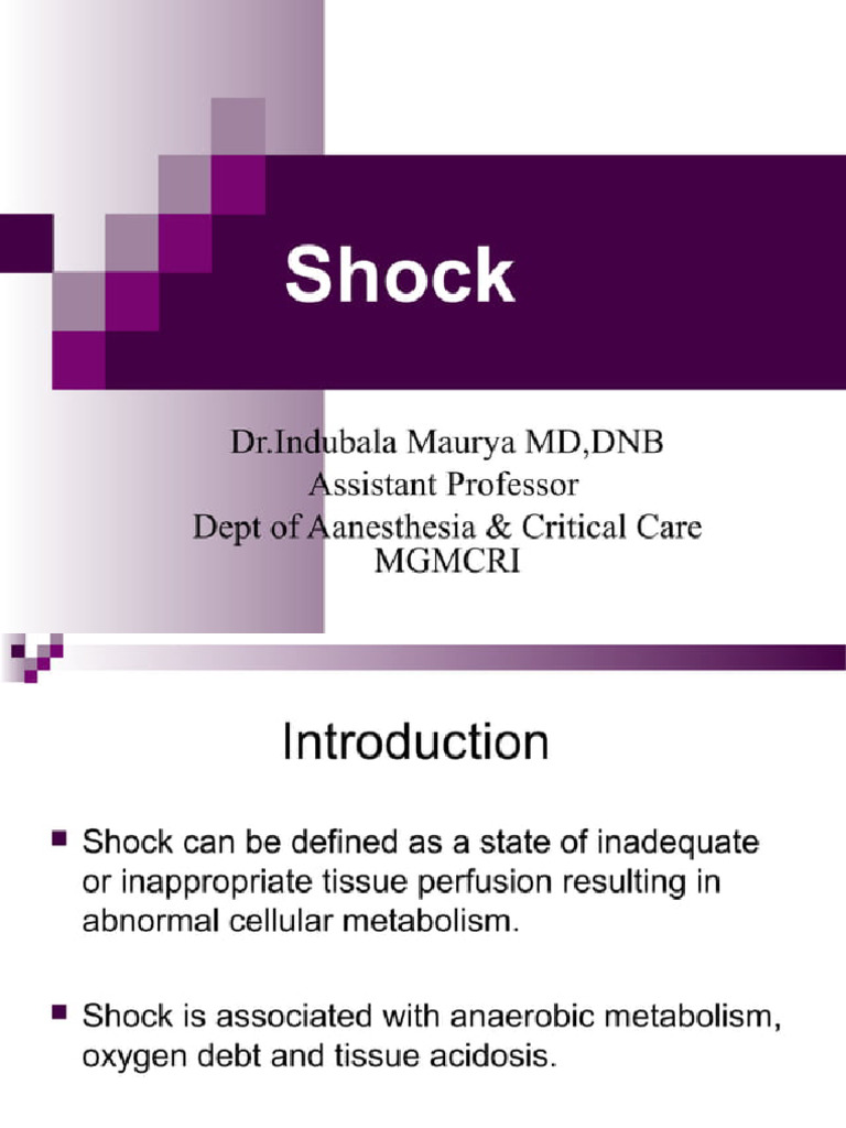 Anaesthesiology Mgmcri Shock 58092119 | PDF