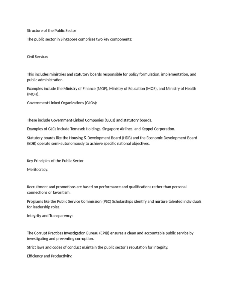 Structure of The Public Sector | PDF | Singapore | World Politics
