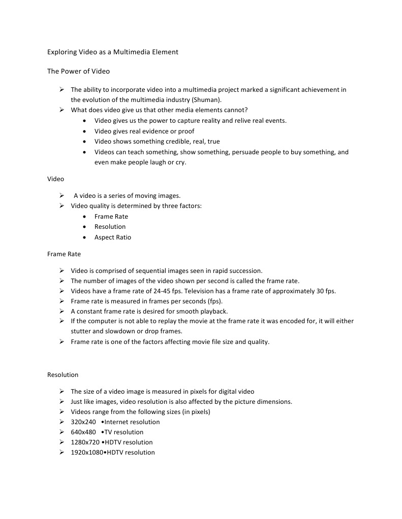 Video as a Multimedia Element | PDF