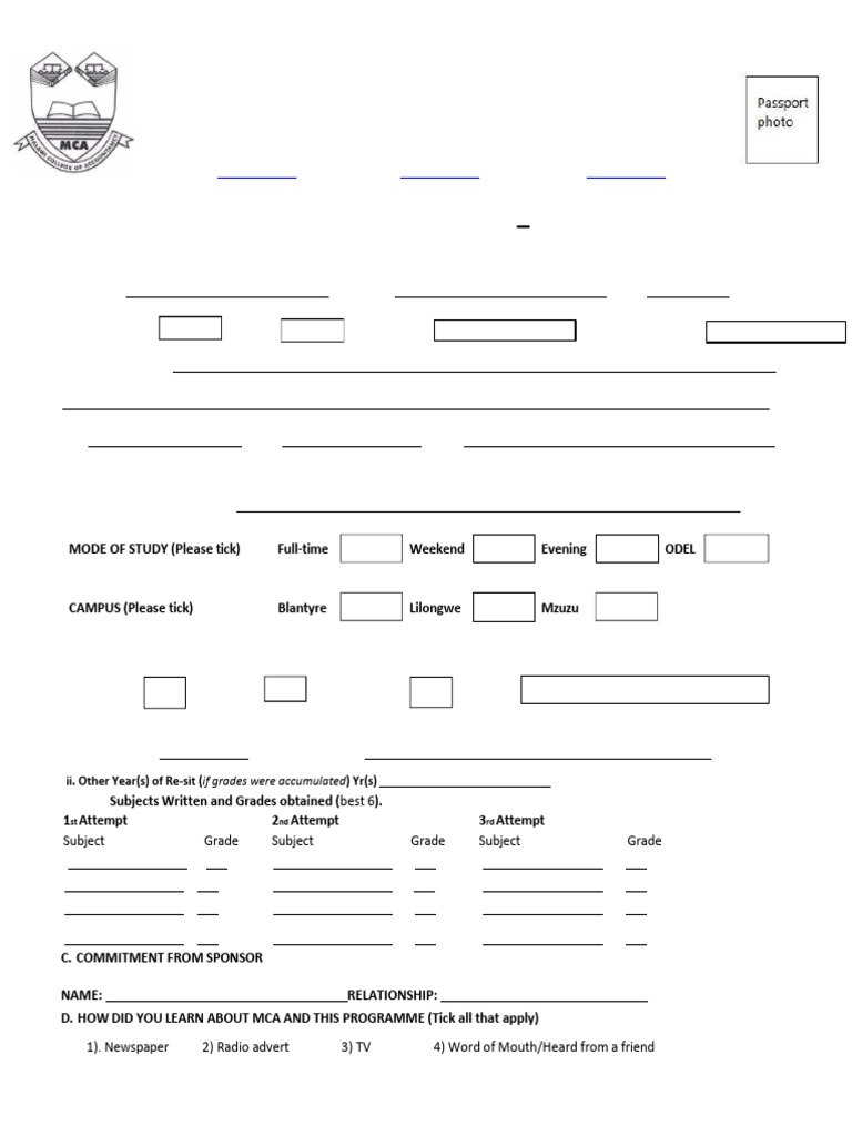 Generic Entry Application Form 2025 2026 Academic Year QA | PDF ...