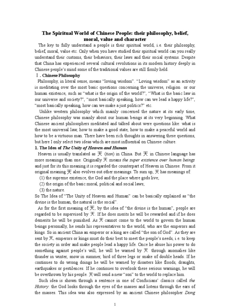 Understanding Chinese Spiritual Values | PDF | Confucianism | Tao