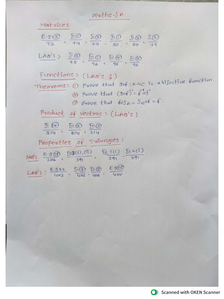 Maths-1A (Imp List For Below Average Students) | PDF
