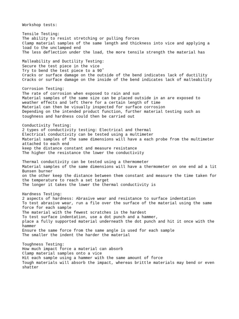 Workshop Tests | PDF