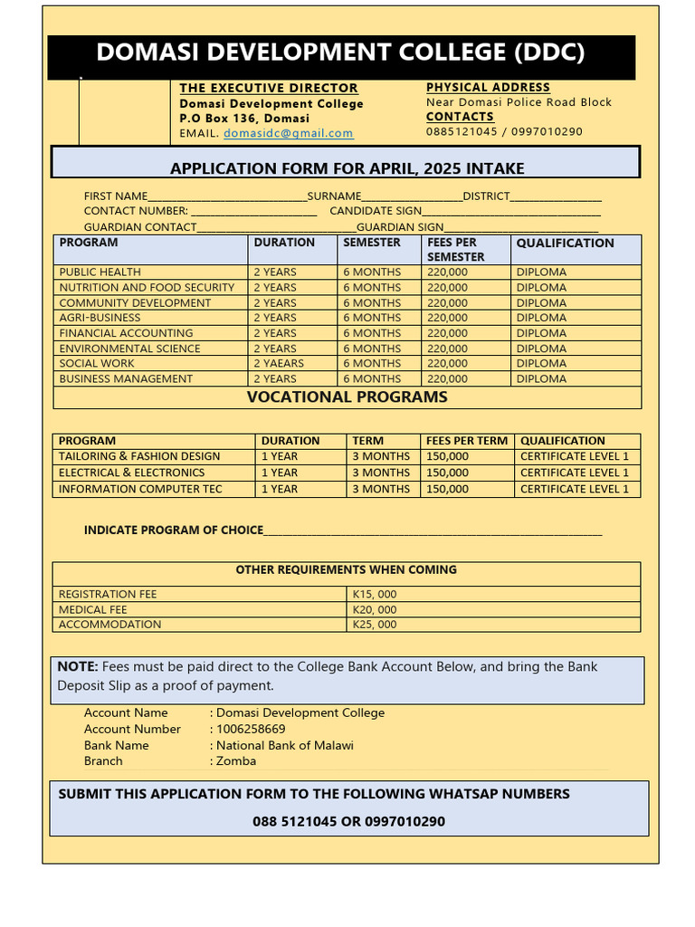 DDC 2025 Application Form Details | PDF | Diploma | Educational Stages