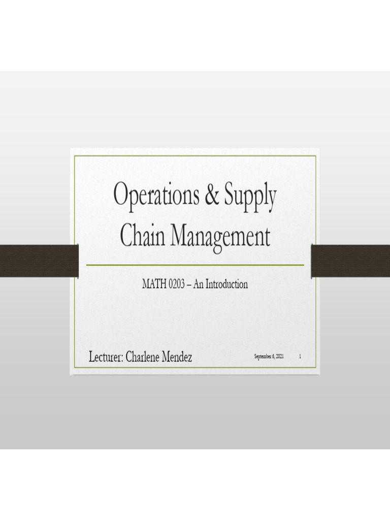 MATH 0203 - An Introduction | PDF | Supply Chain | Operations Management