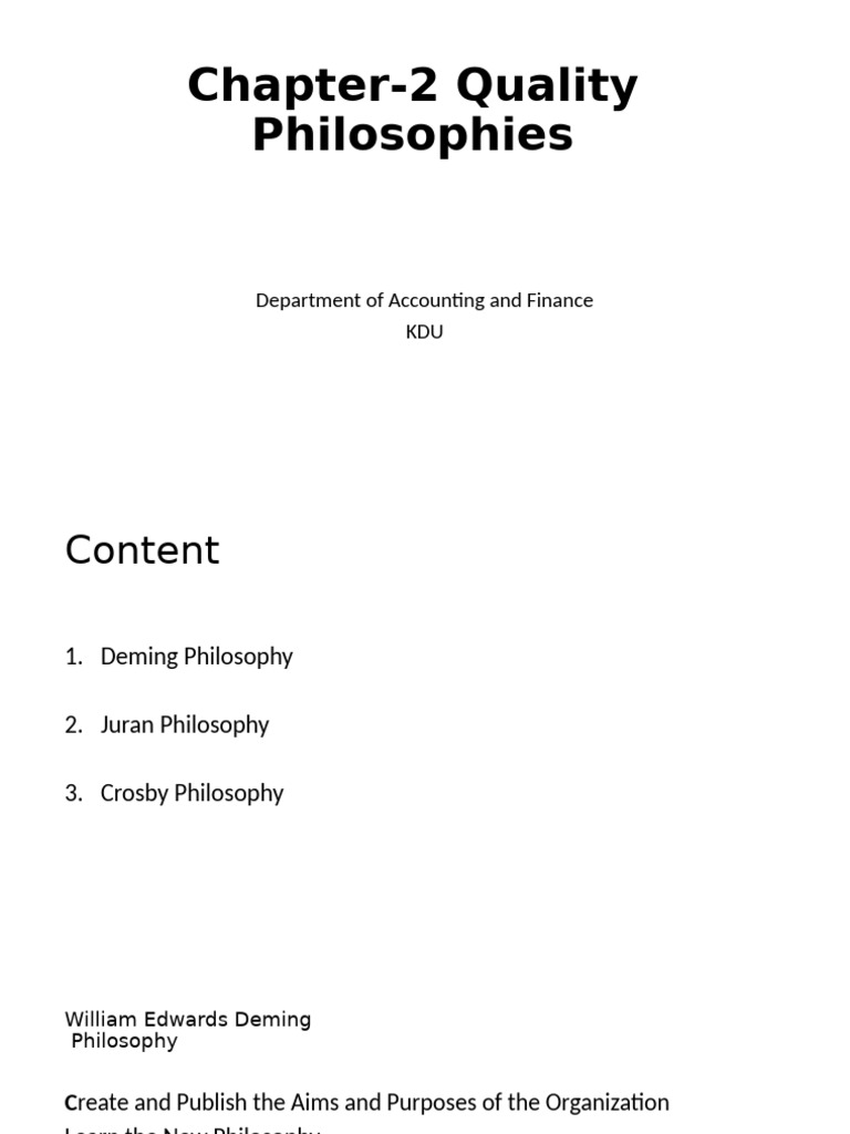 Chapter 2-Quality Philosophies For Project | PDF | Business