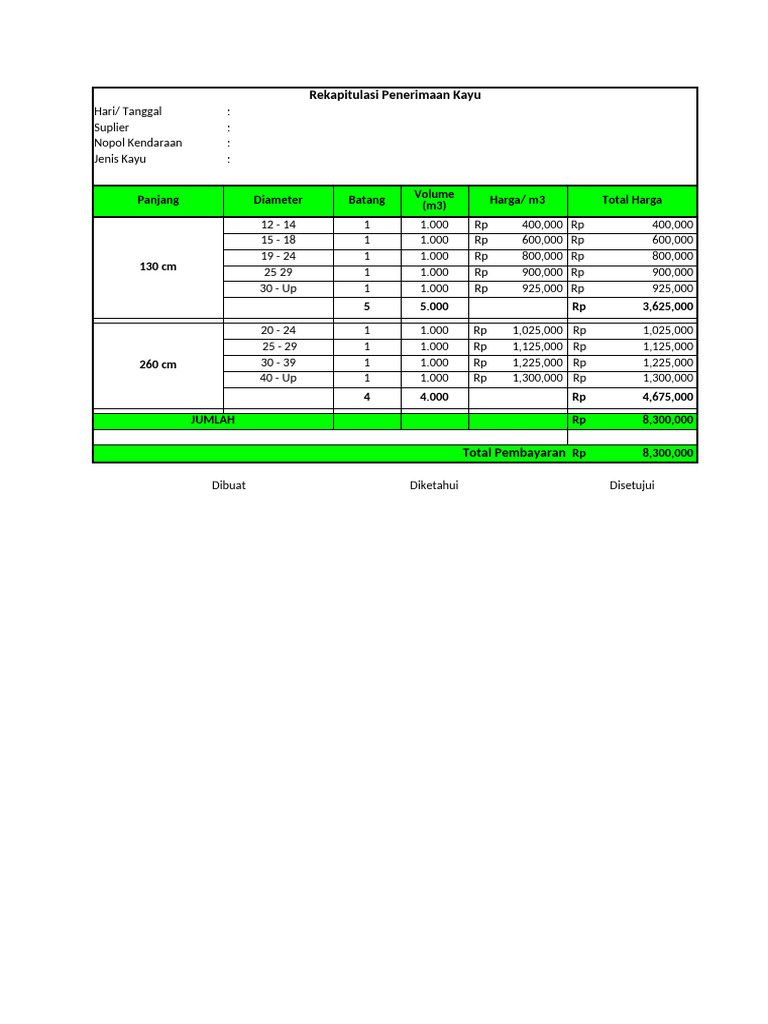 Form Rekap Kayu | PDF