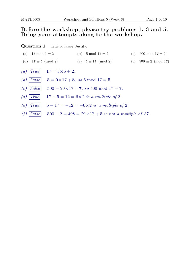 MATH6005Workshop5_SOLUTIONS | PDF | Mathematics | Arithmetic