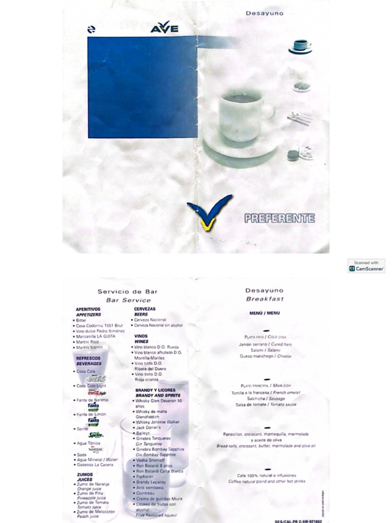 Menús AVE 1992 | PDF