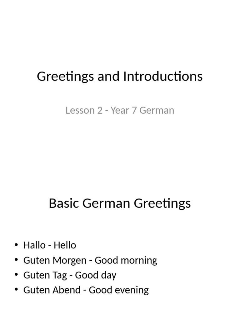 Y7 German Term1 Lesson2 | PDF