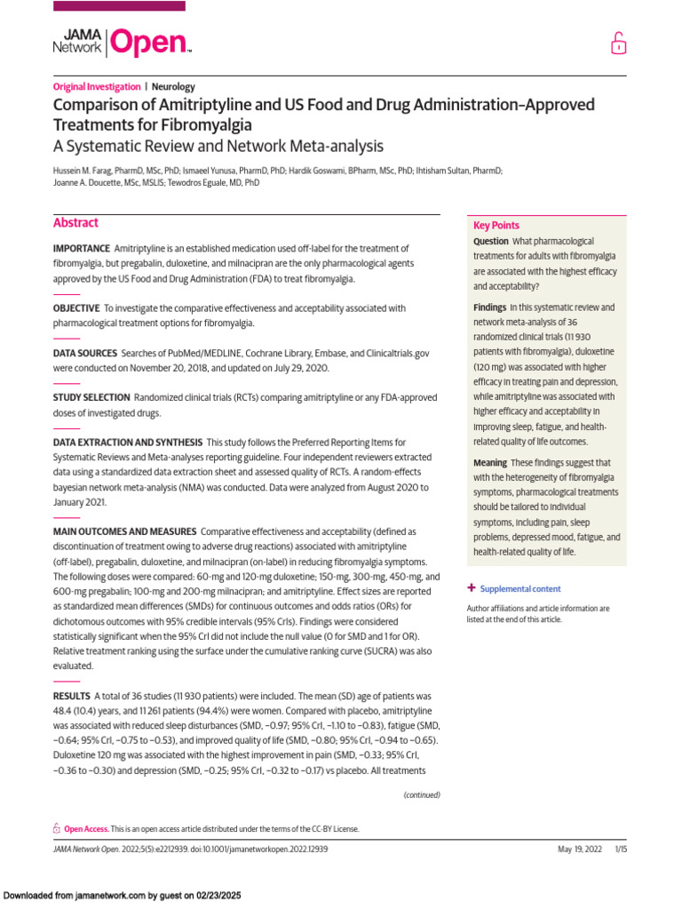 Farag Et Al. - 2022 - Comparison of Amitriptyline and US Food and Drug Administration-Approved ...